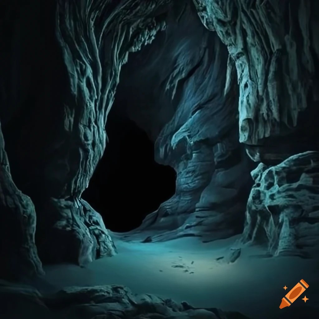 Dark cave interior on Craiyon