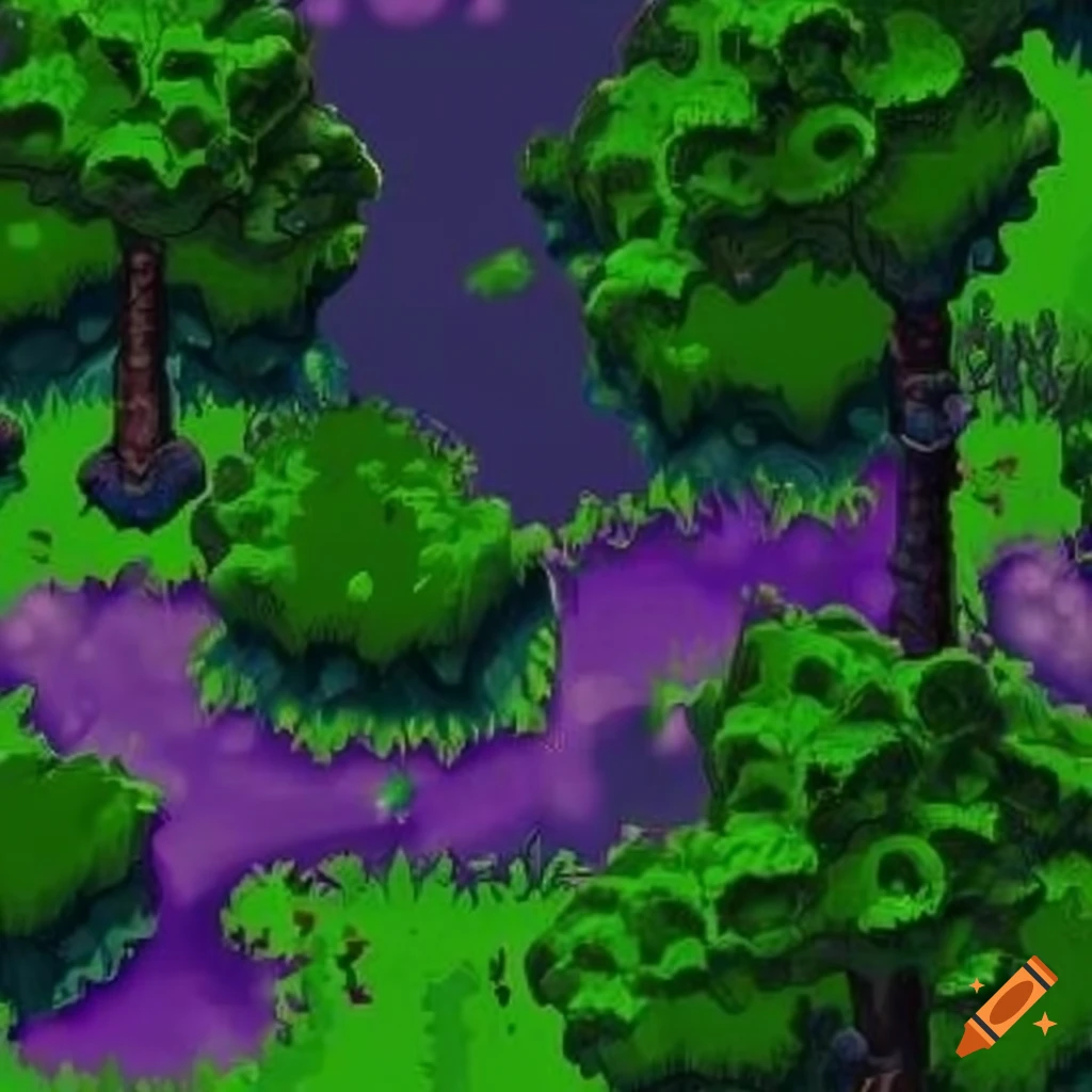 Colorful fairy forest with giant flowers and crystals in a 2d rpg maker ...