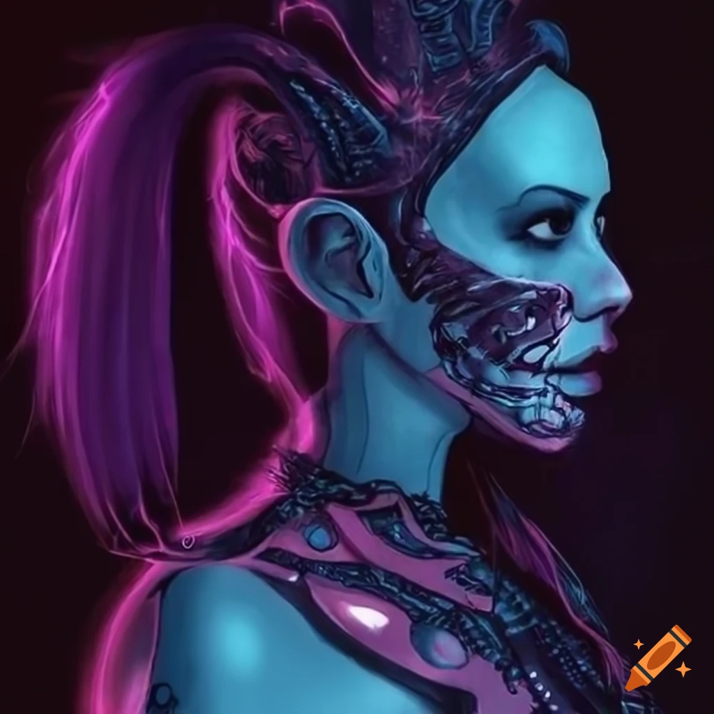 The cosmic architect goddess in dark cyberpunk style on Craiyon