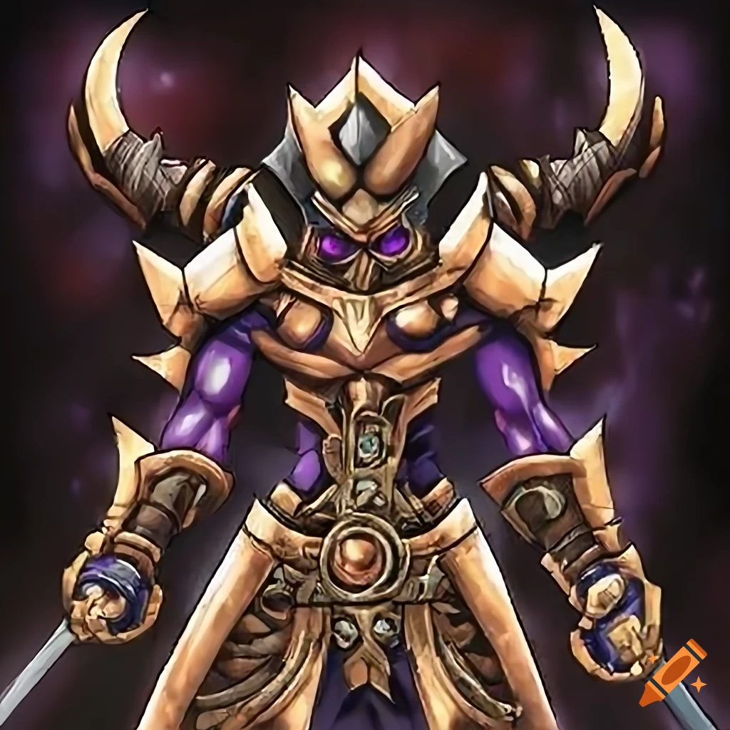 Bronze masked warrior in yu-gi-oh art style on Craiyon