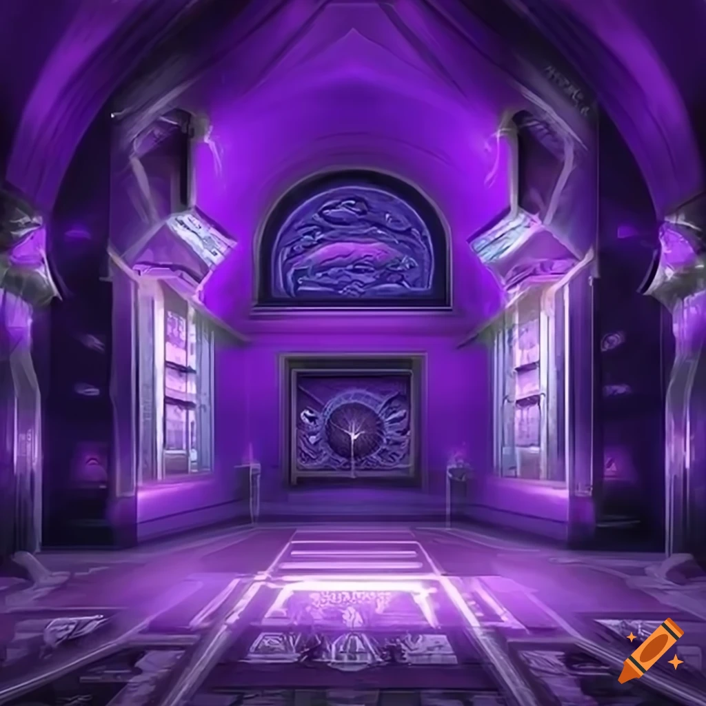 Purple chamber with 12 memory keys in high resolution fantasy art on ...