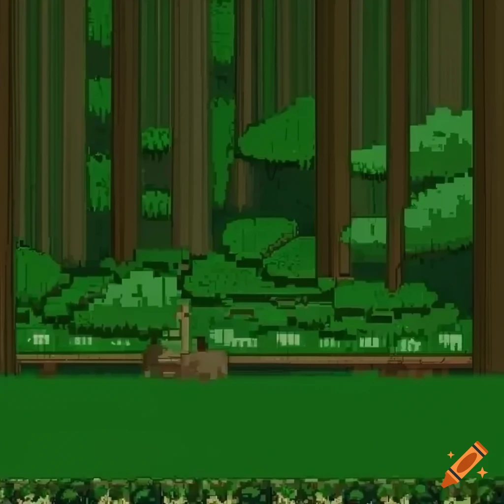 8k resolution landscape in 32bit sprite forest style on Craiyon