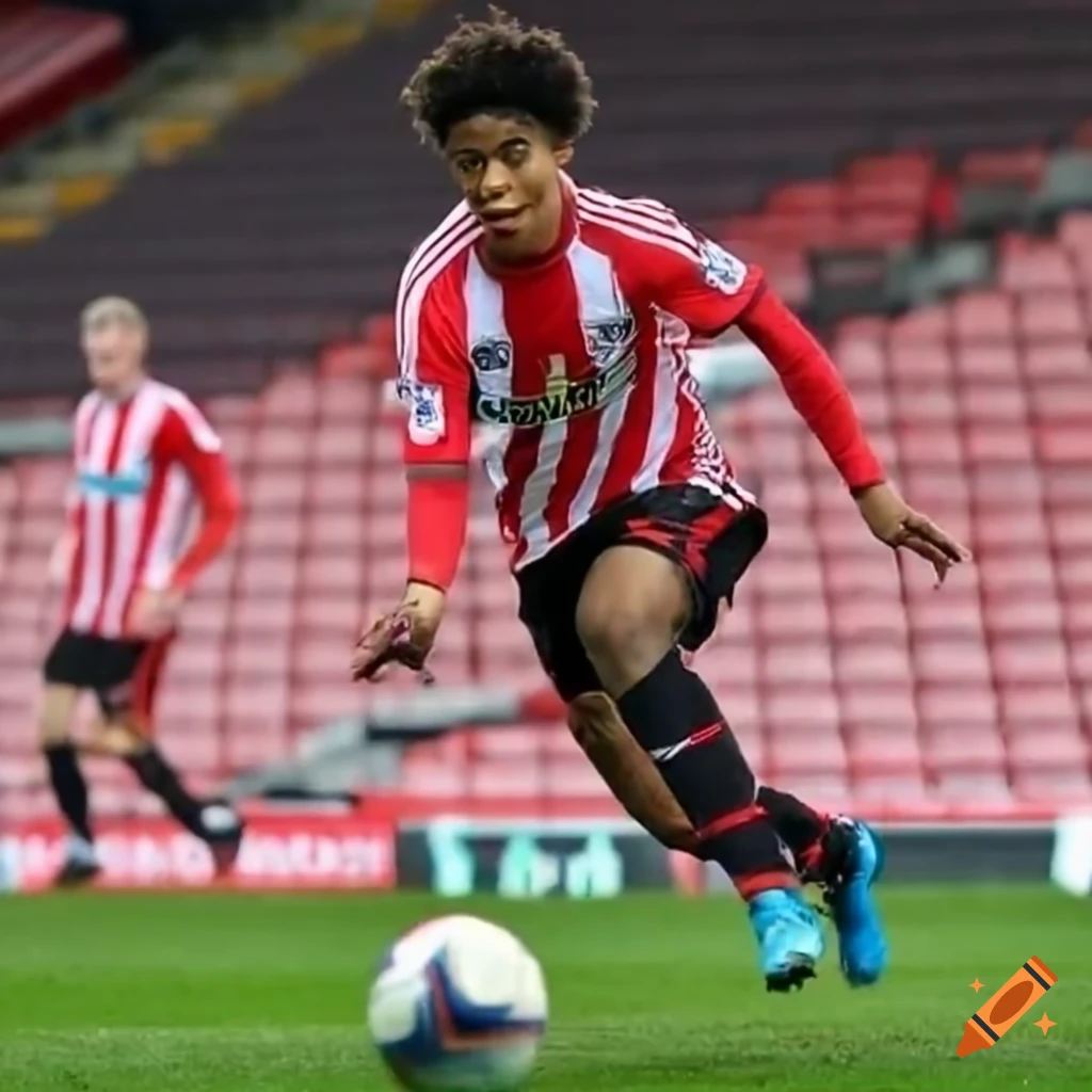 Footballer scoring a goal from outside the box on Craiyon