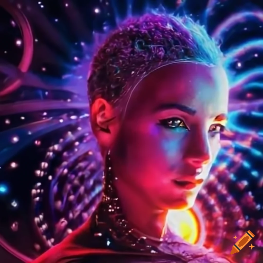 Scene of 90's trance music titled 'cosmic love' on Craiyon