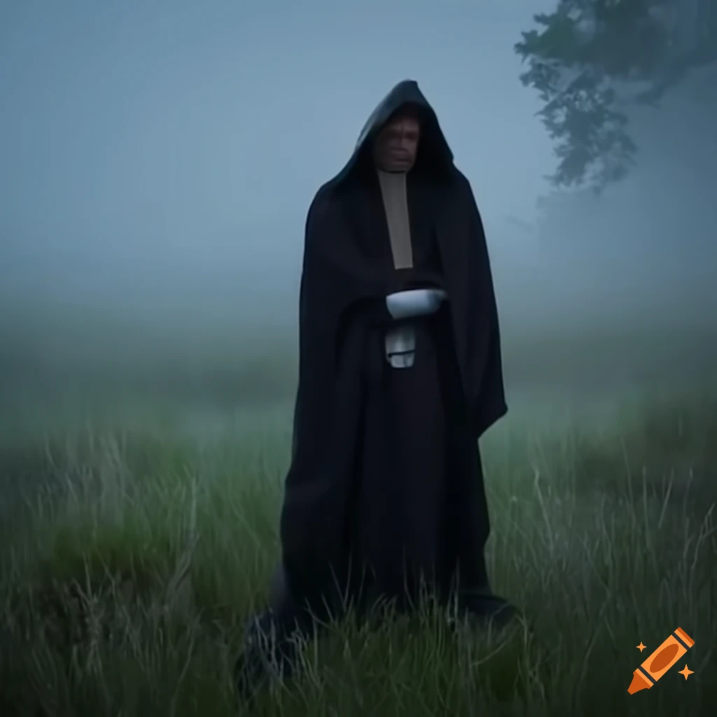 Jedi master in a foggy marsh using the force on Craiyon