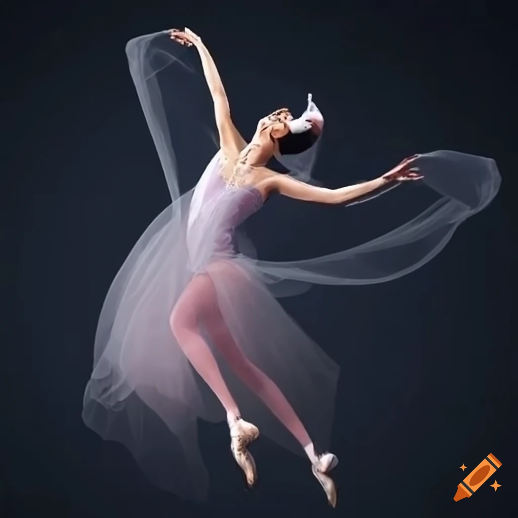 Elegant ballerina performing with a veil and hat on Craiyon