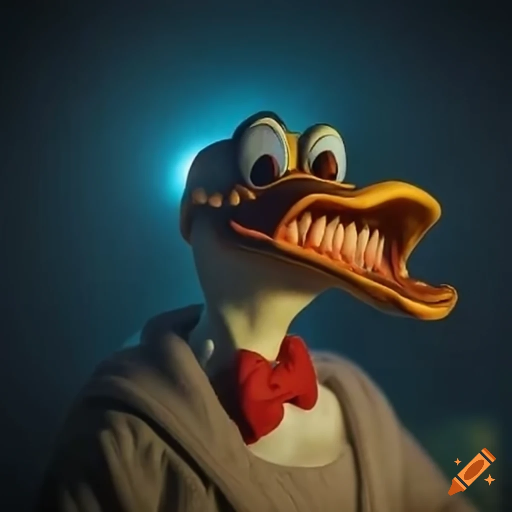 Scary donald duck in a horror setting on Craiyon