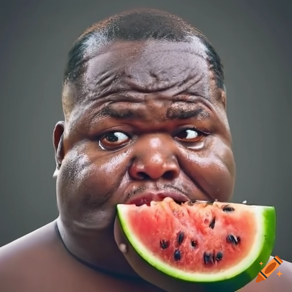 Man enjoying a watermelon on Craiyon