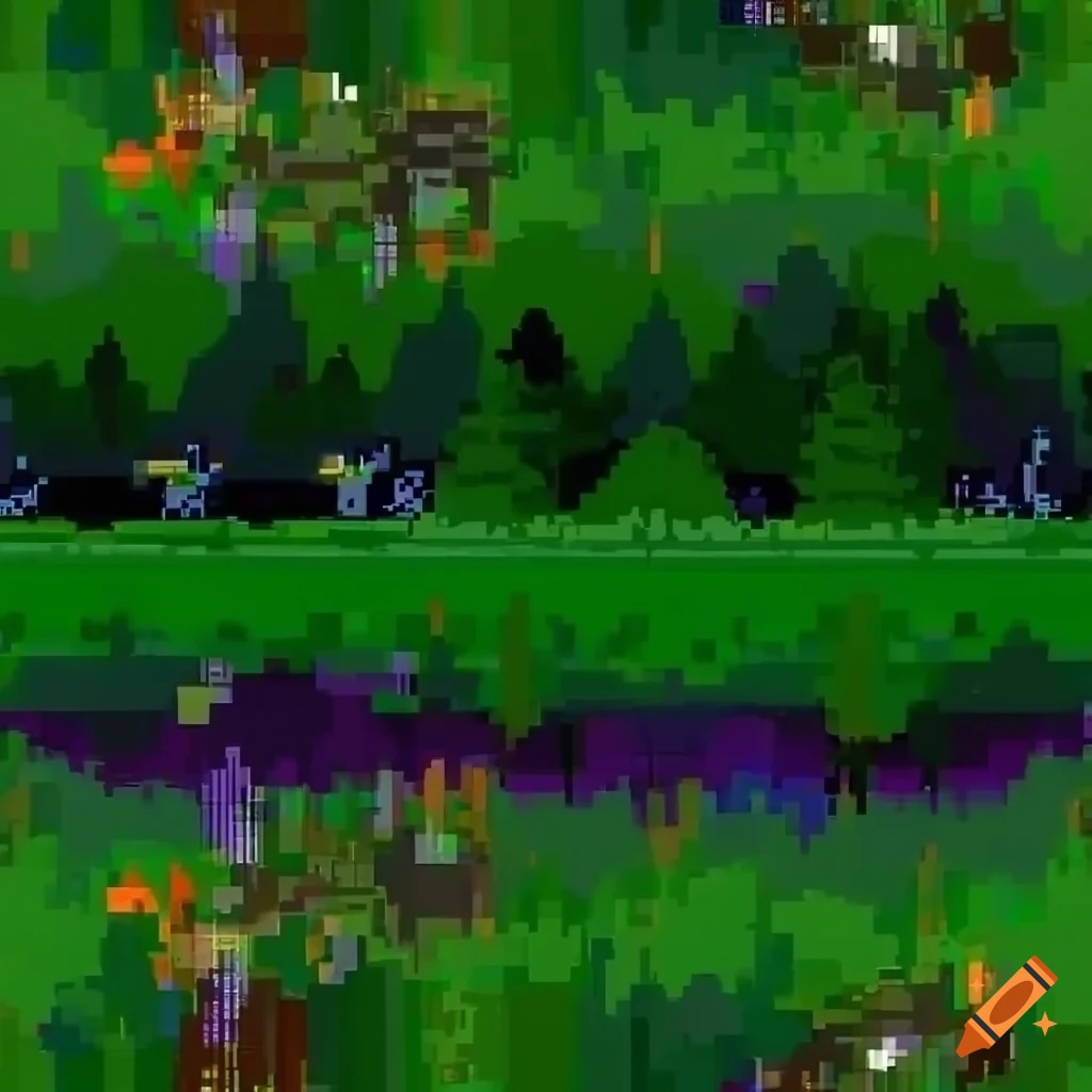 8k resolution landscape in 32bit sprite forest style on Craiyon