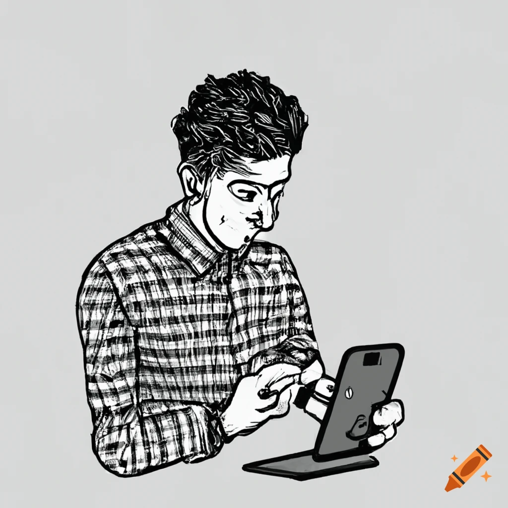 Man checking phone on Craiyon