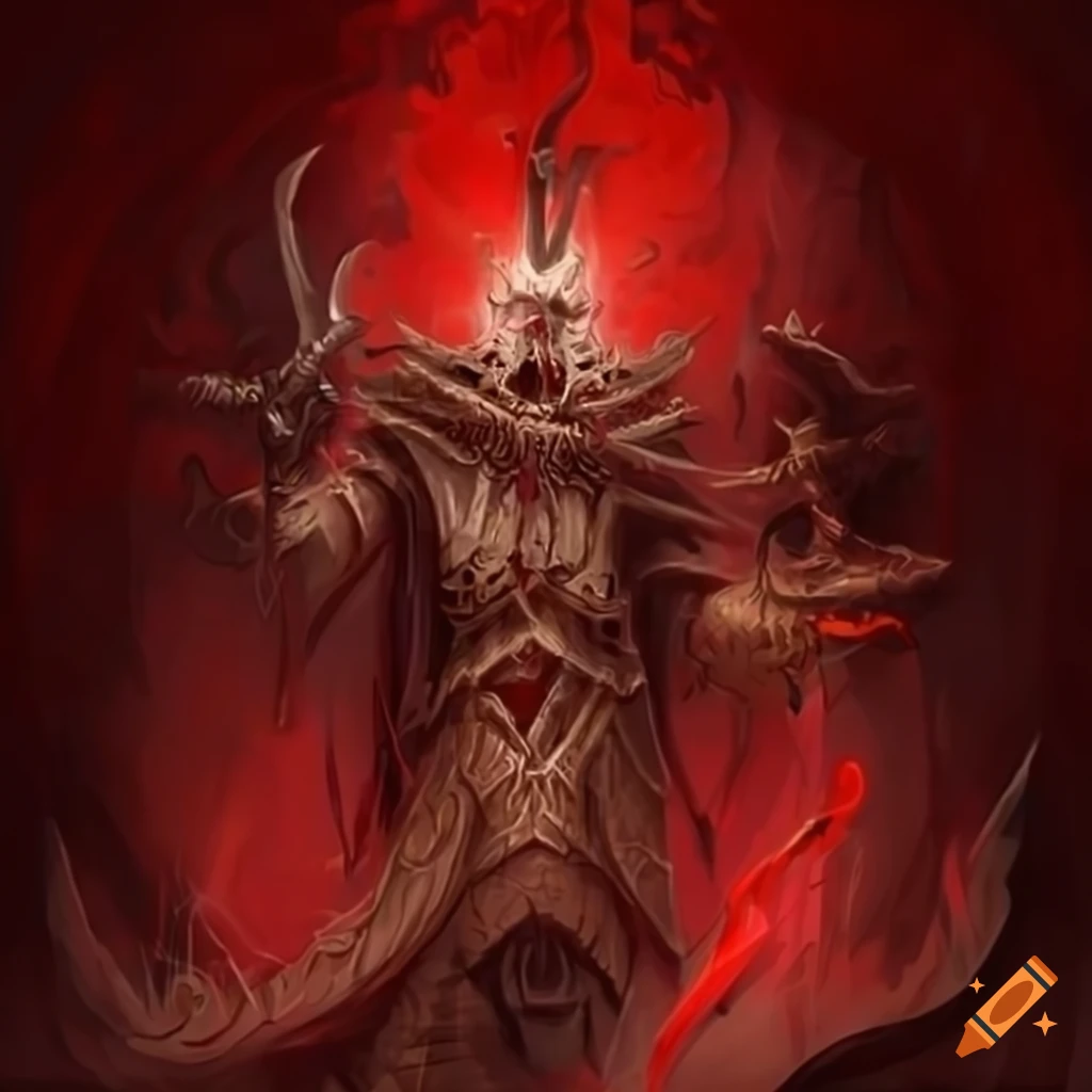 Lich on a red background on Craiyon