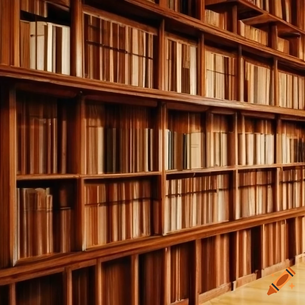 Vintage modern book library with warm colors and wood floor on Craiyon