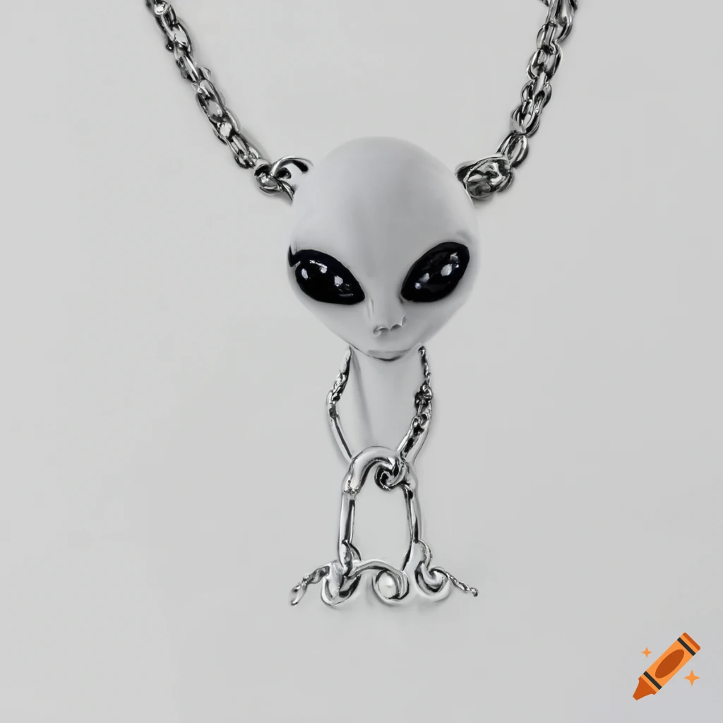 White alien with a silver chain on Craiyon
