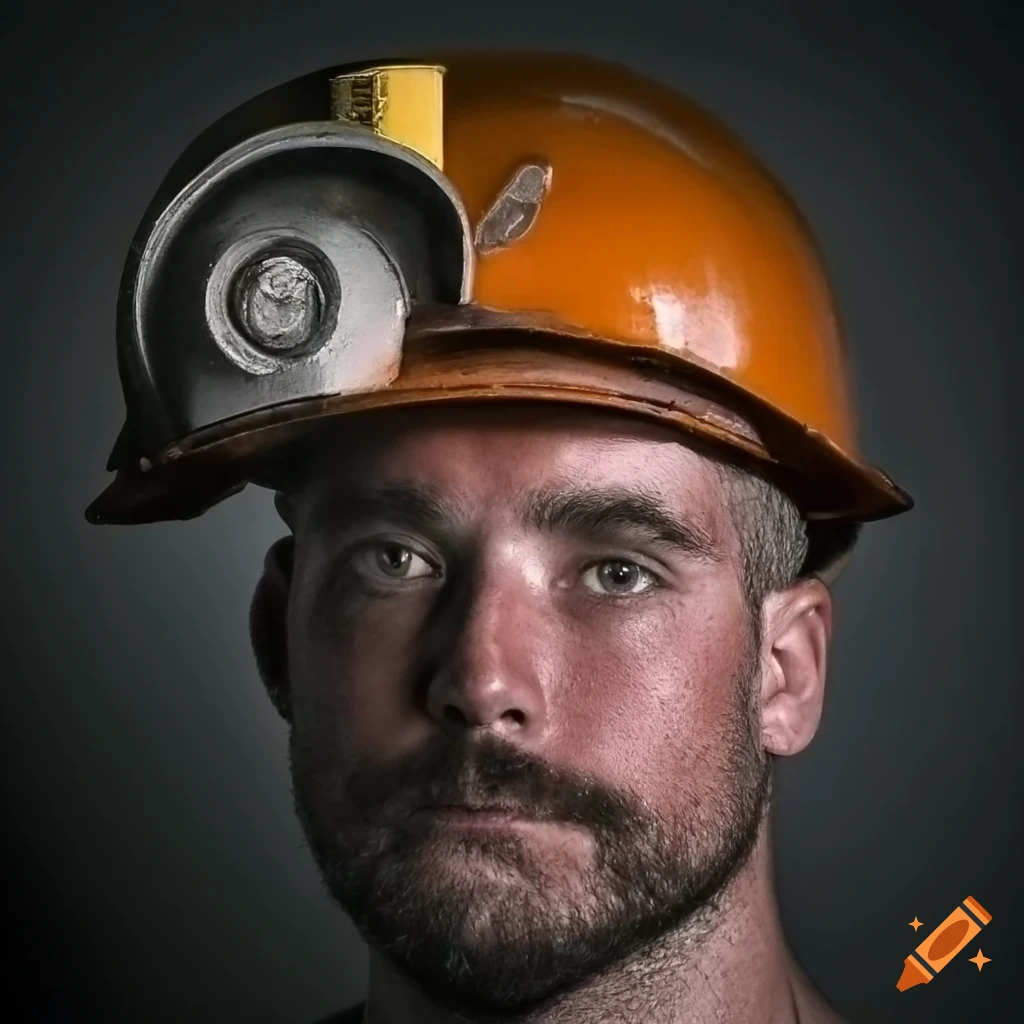 Miners' faces in front view on solid color background on Craiyon