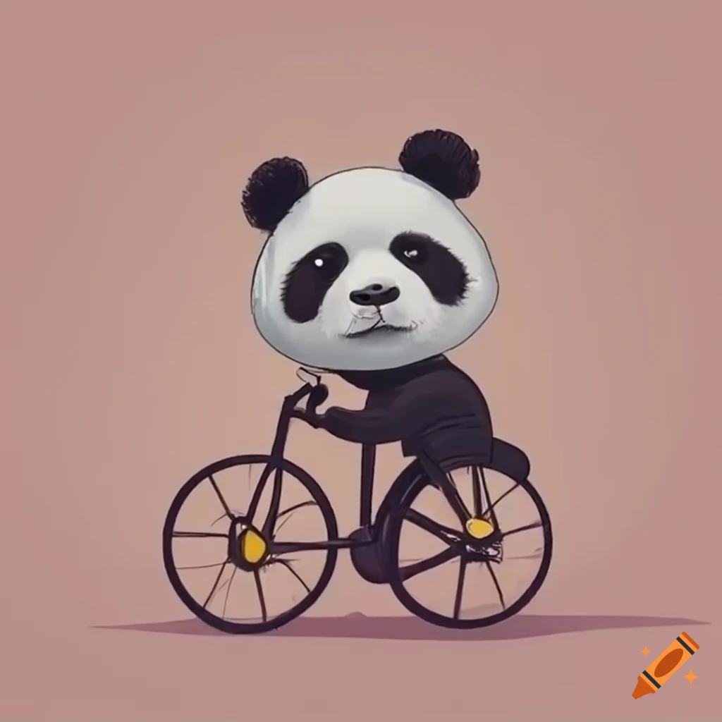 Cute panda riding a bicycle on Craiyon