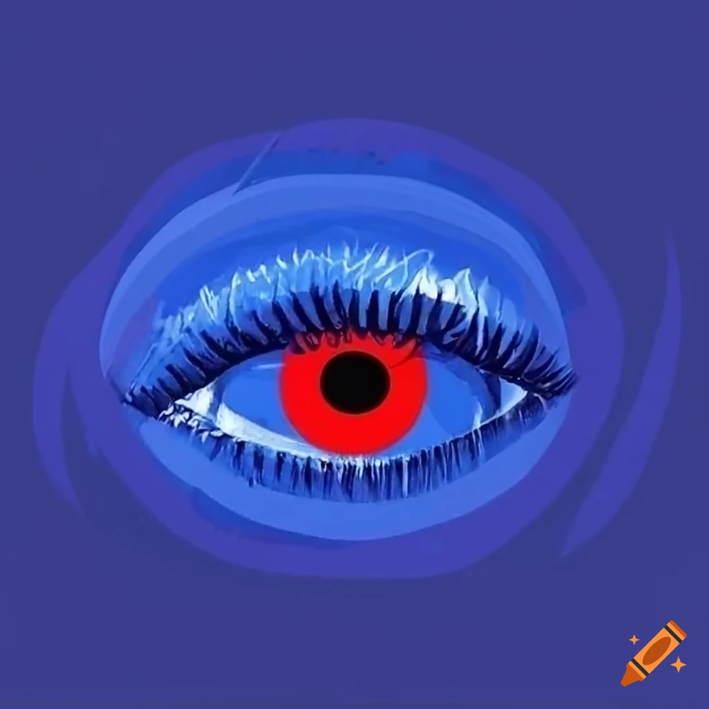 Blue mystique eye with red iris on Craiyon