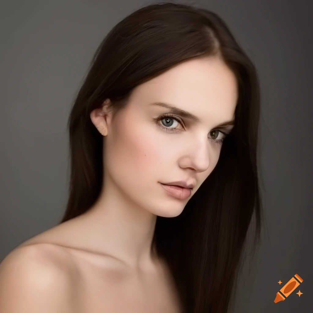 Portrait of a beautiful 25-year-old with dark hair and brown eyes on Craiyon