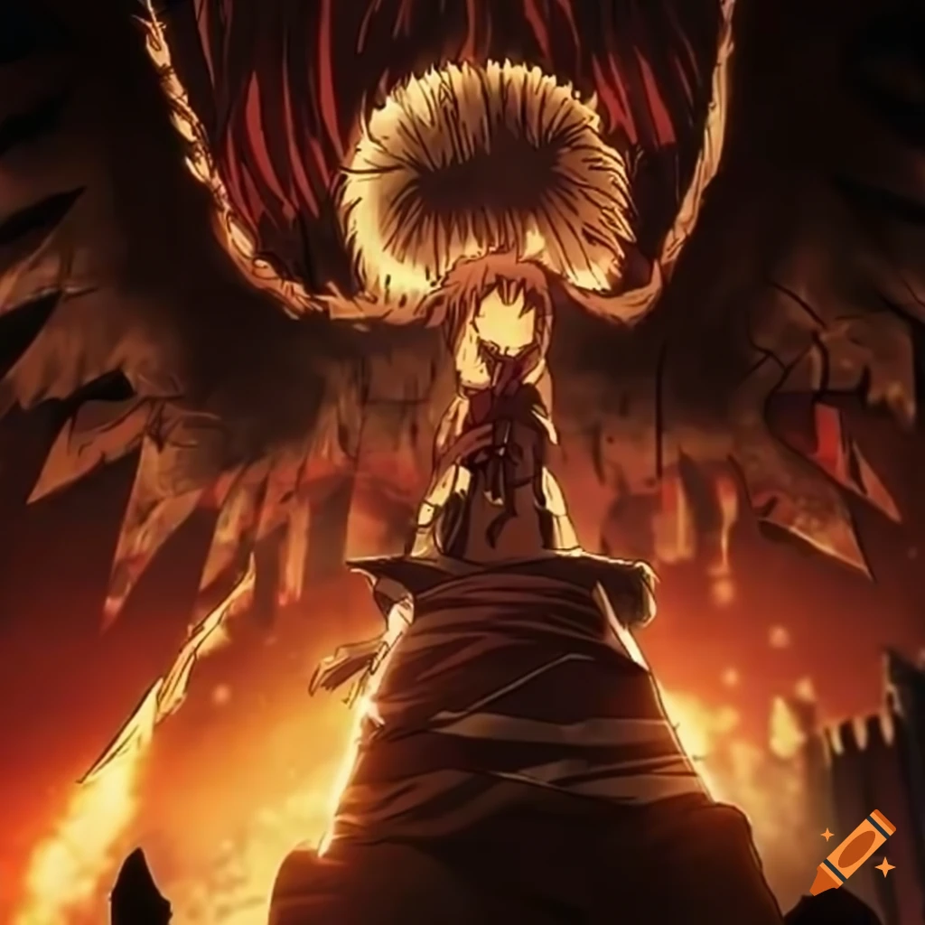 Titans battling in attack on titan scene on Craiyon