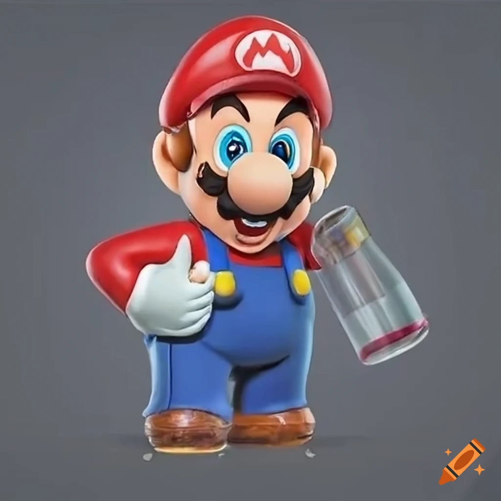 Mario drinking coca cola on Craiyon