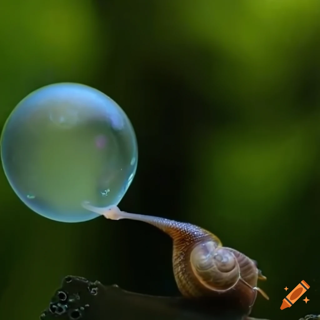 Bubbles emerging from a snail on Craiyon