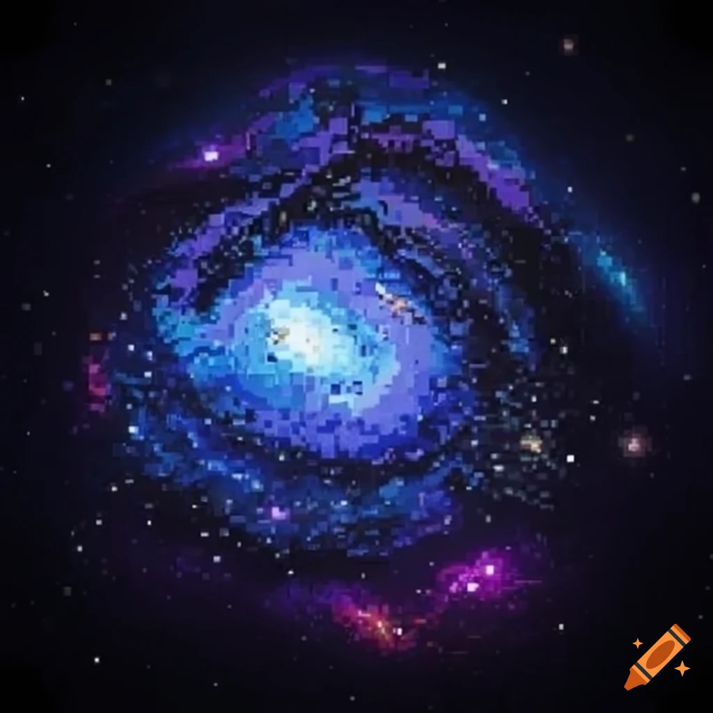 Pixel art milky way galaxy inspired by the 90s on Craiyon