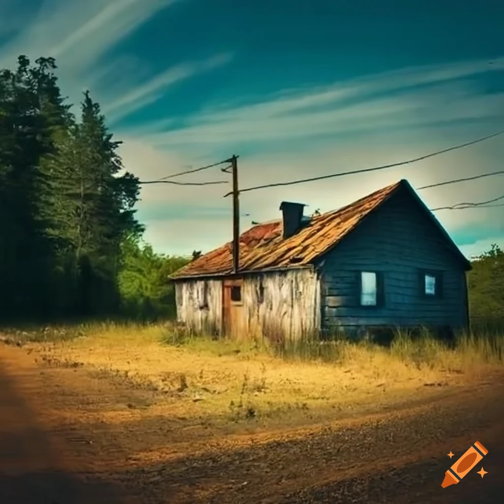 House by a rural dirt road on Craiyon