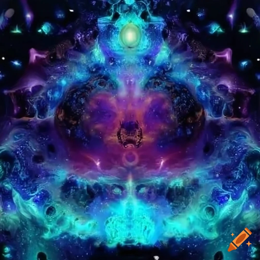 Cosmic scene depicting trance music and friendship on Craiyon