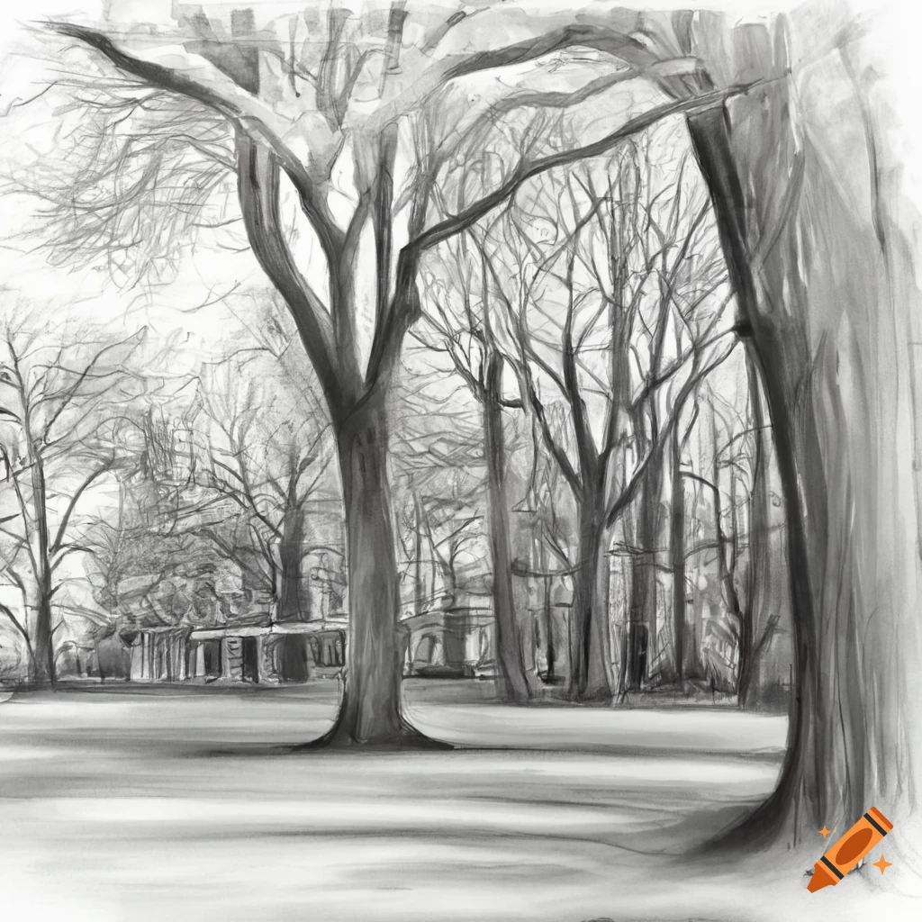 A pencil drawing of Forest Hill Park in Richmond, VA on Craiyon