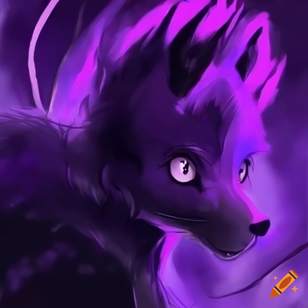 Purple fox depicted in noir anime style on Craiyon