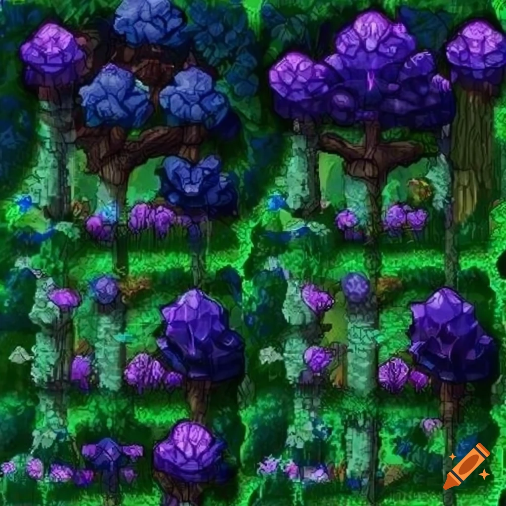 2d rpg maker tileset featuring a fairy forest with giant flowers ...