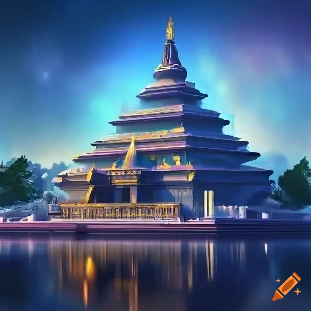 Modern temple construction in high resolution fantasy art on Craiyon