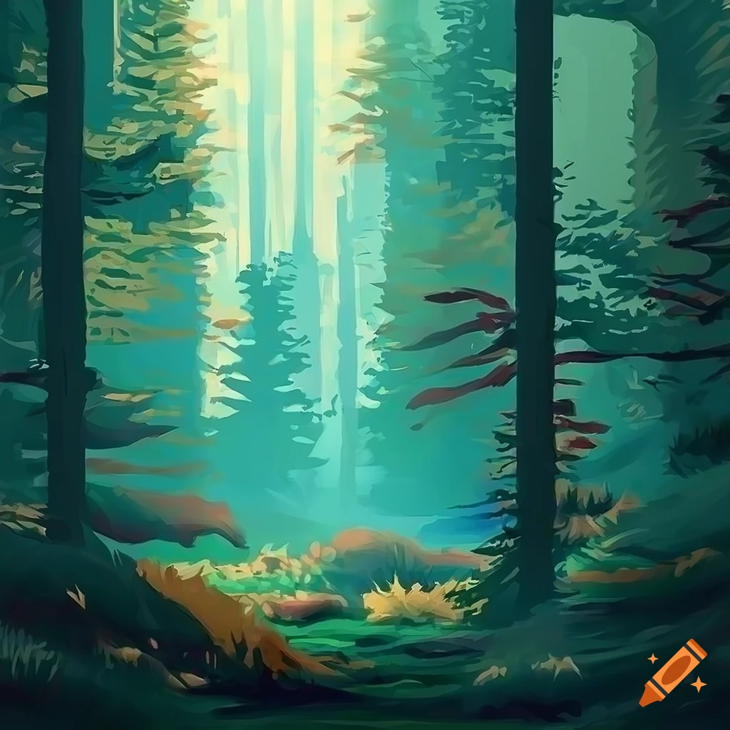 Forest digital painting by nomada studio on Craiyon