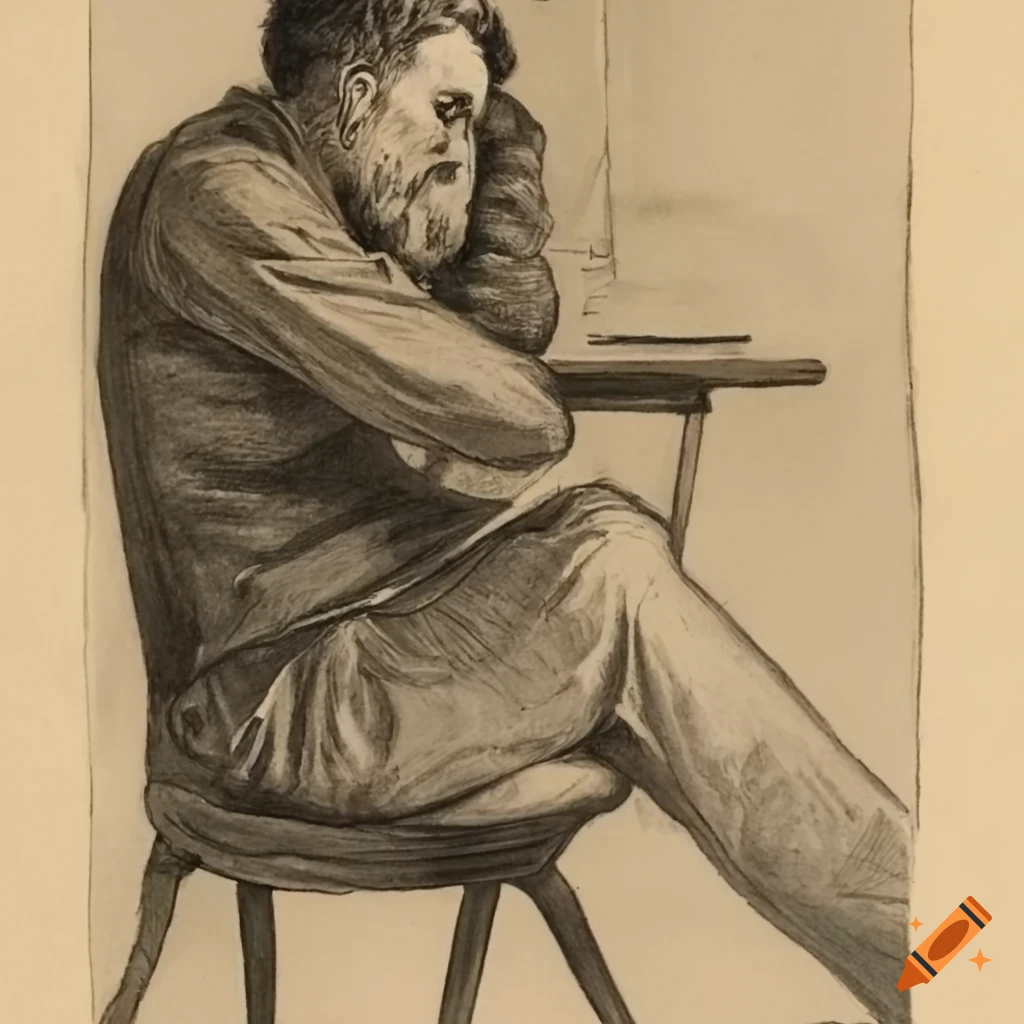 Bored man from the 19th century on Craiyon