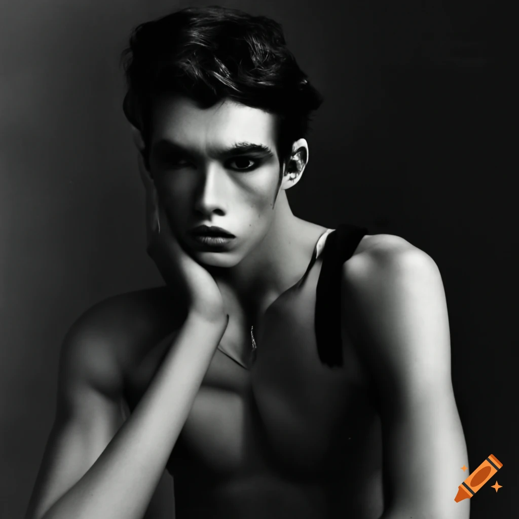 Murder Mystery male model in a surrealistic setting on Craiyon