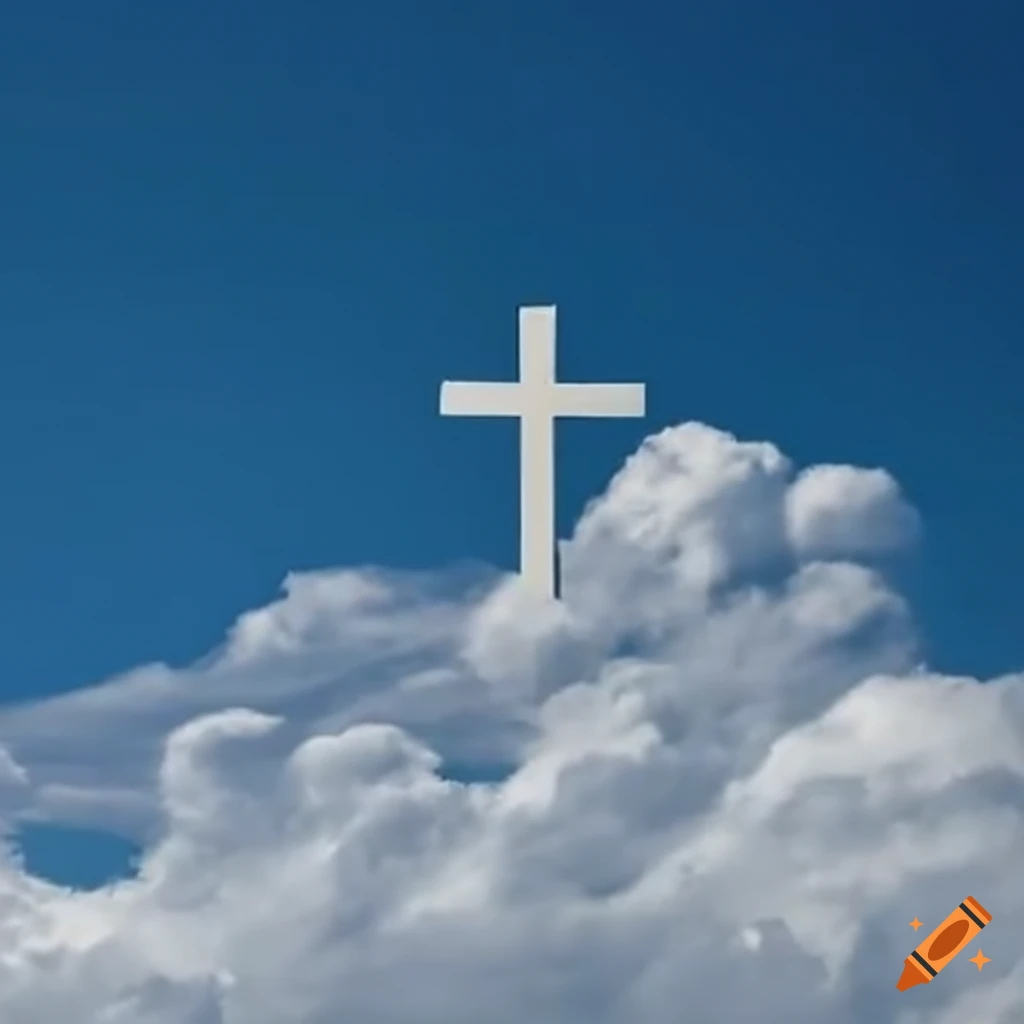 Beautiful cross in magnificent clouds on Craiyon
