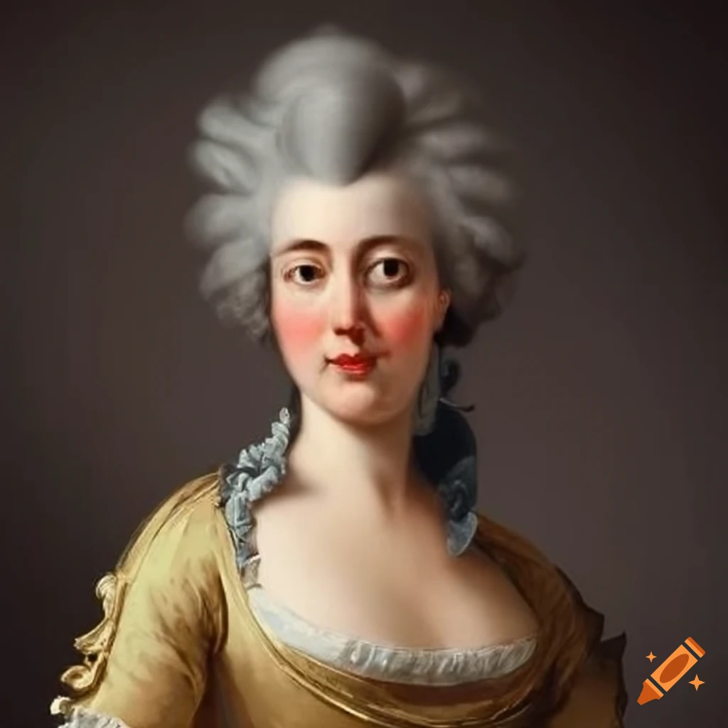 Elegant 18th century woman looking in a golden mirror on Craiyon