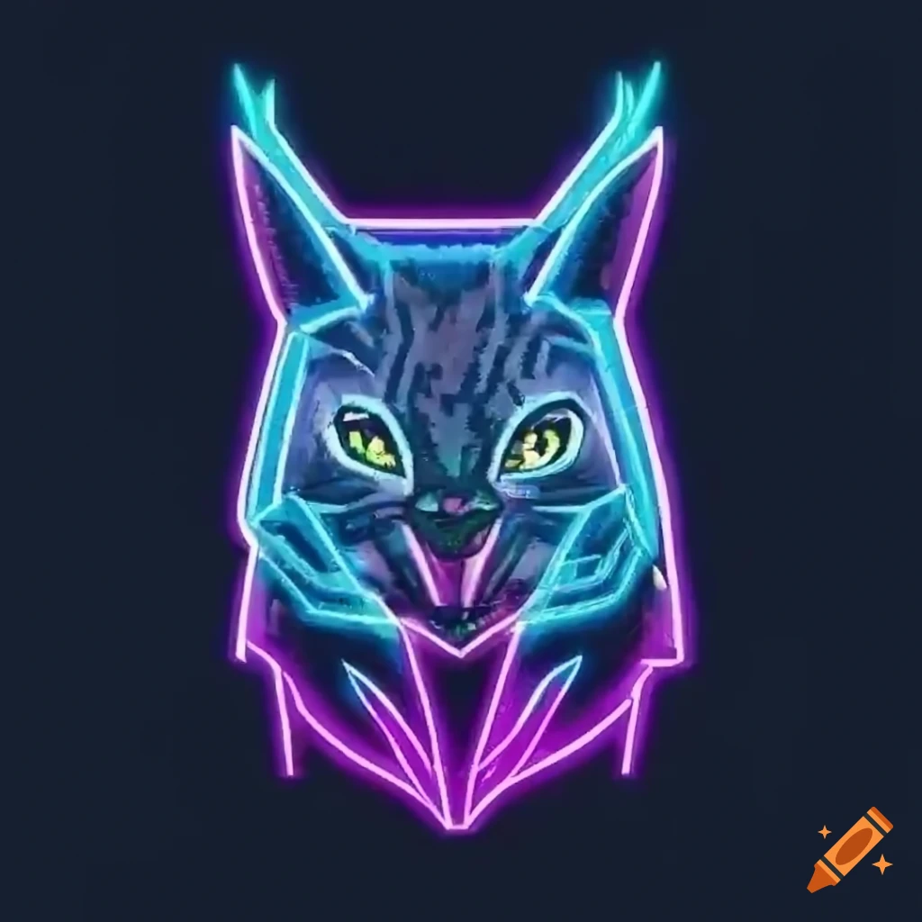 Neon-lit lynx with advanced technological enhancements inspired by ...