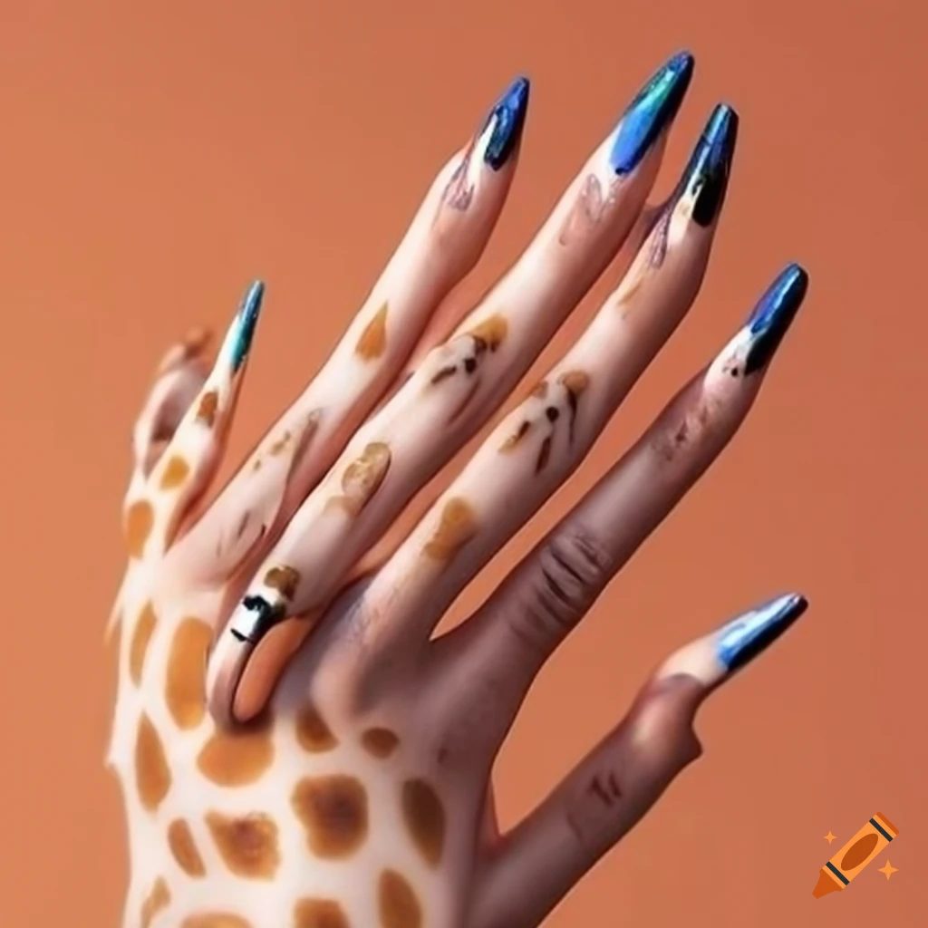 Giraffe pattern nail art design on Craiyon