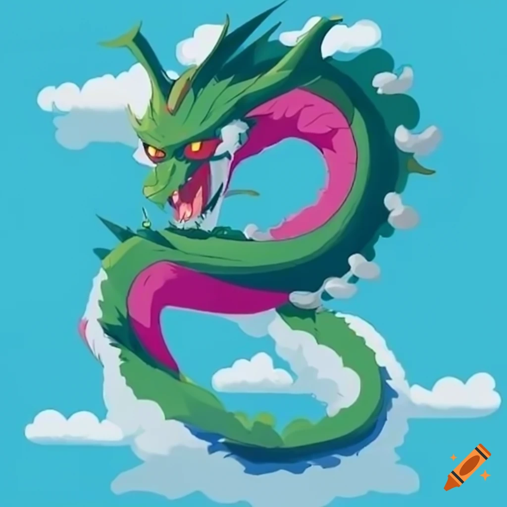 Shenron-like pokemon merging with the clouds on Craiyon