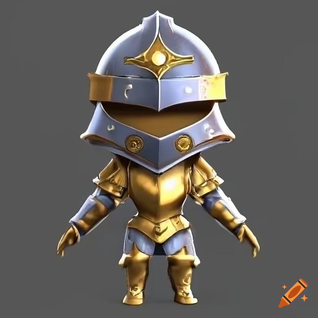 Male royal soldier in armor with a round helmet in a strong pose on Craiyon