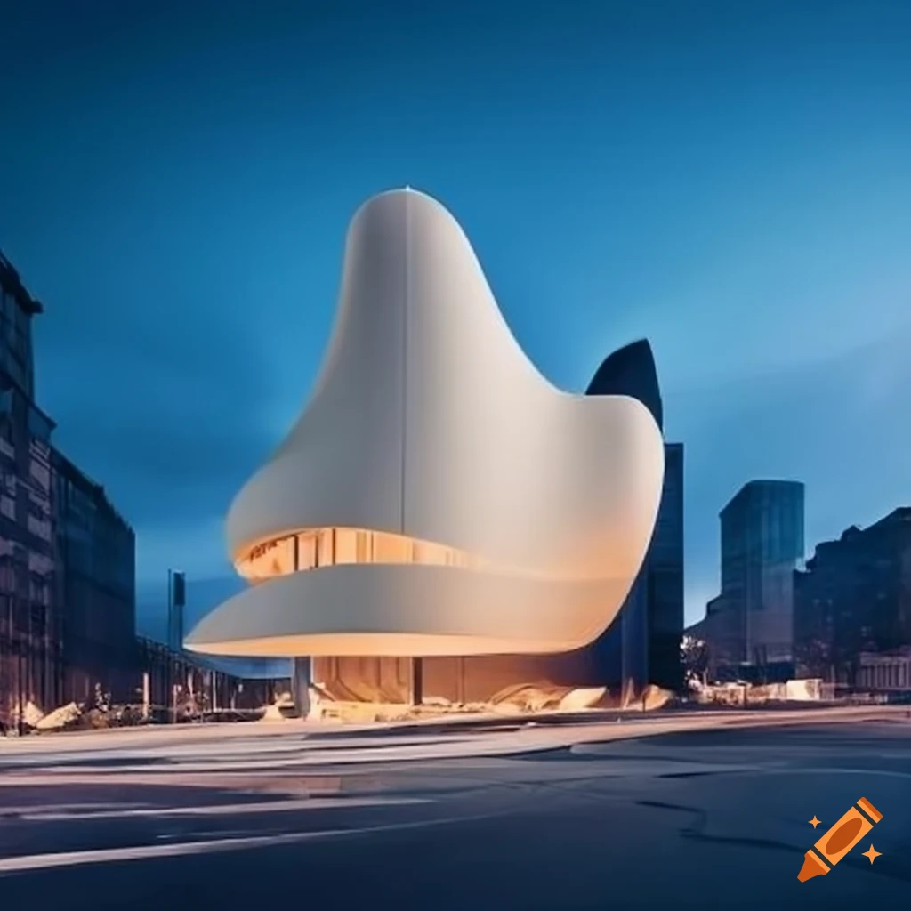 Modern building with unique curves on Craiyon