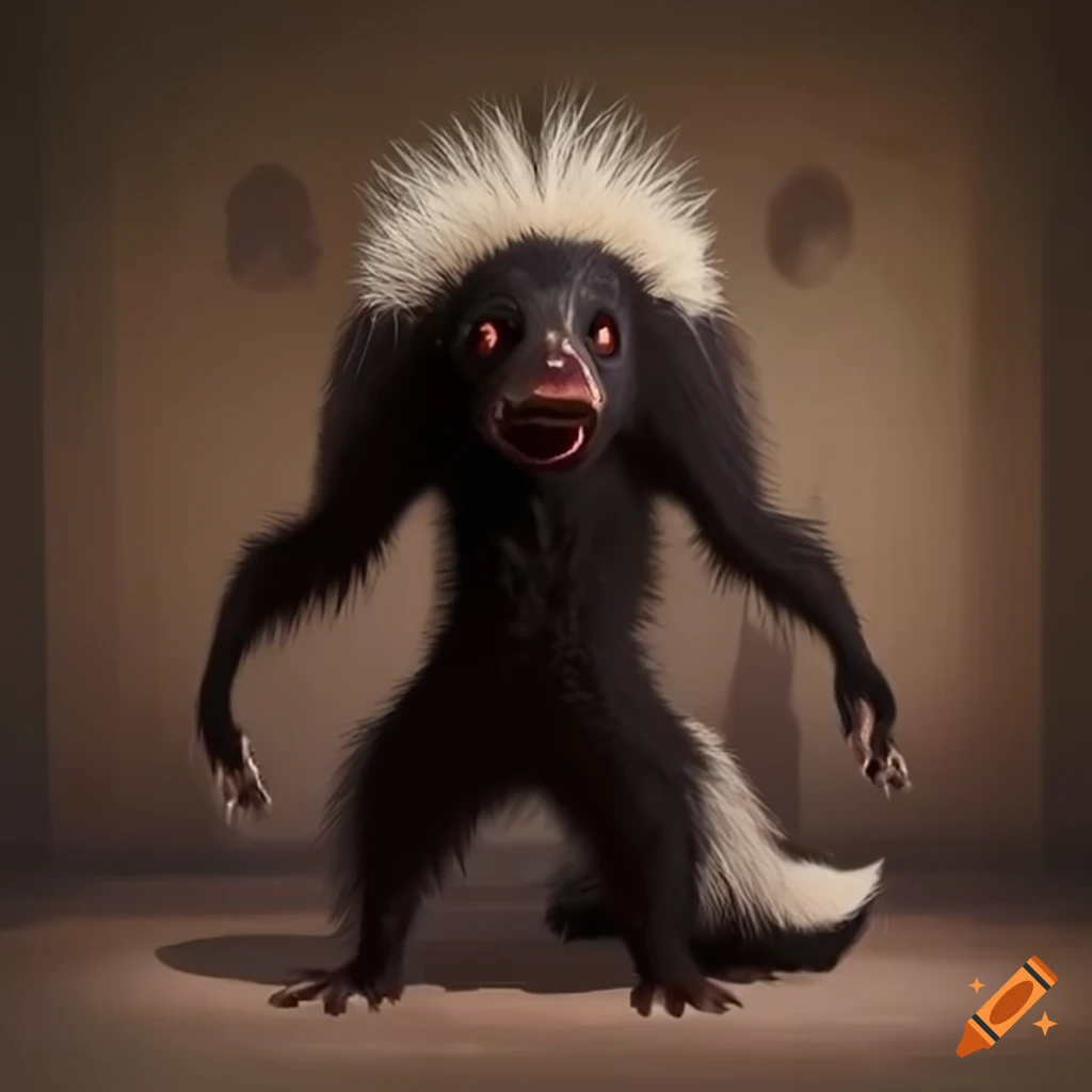 Skunk monster in a dusty room on Craiyon