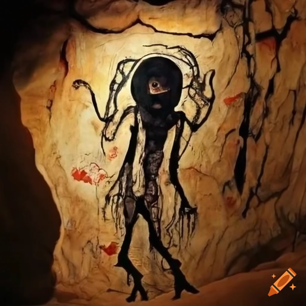 Creepy cave art depiction on Craiyon