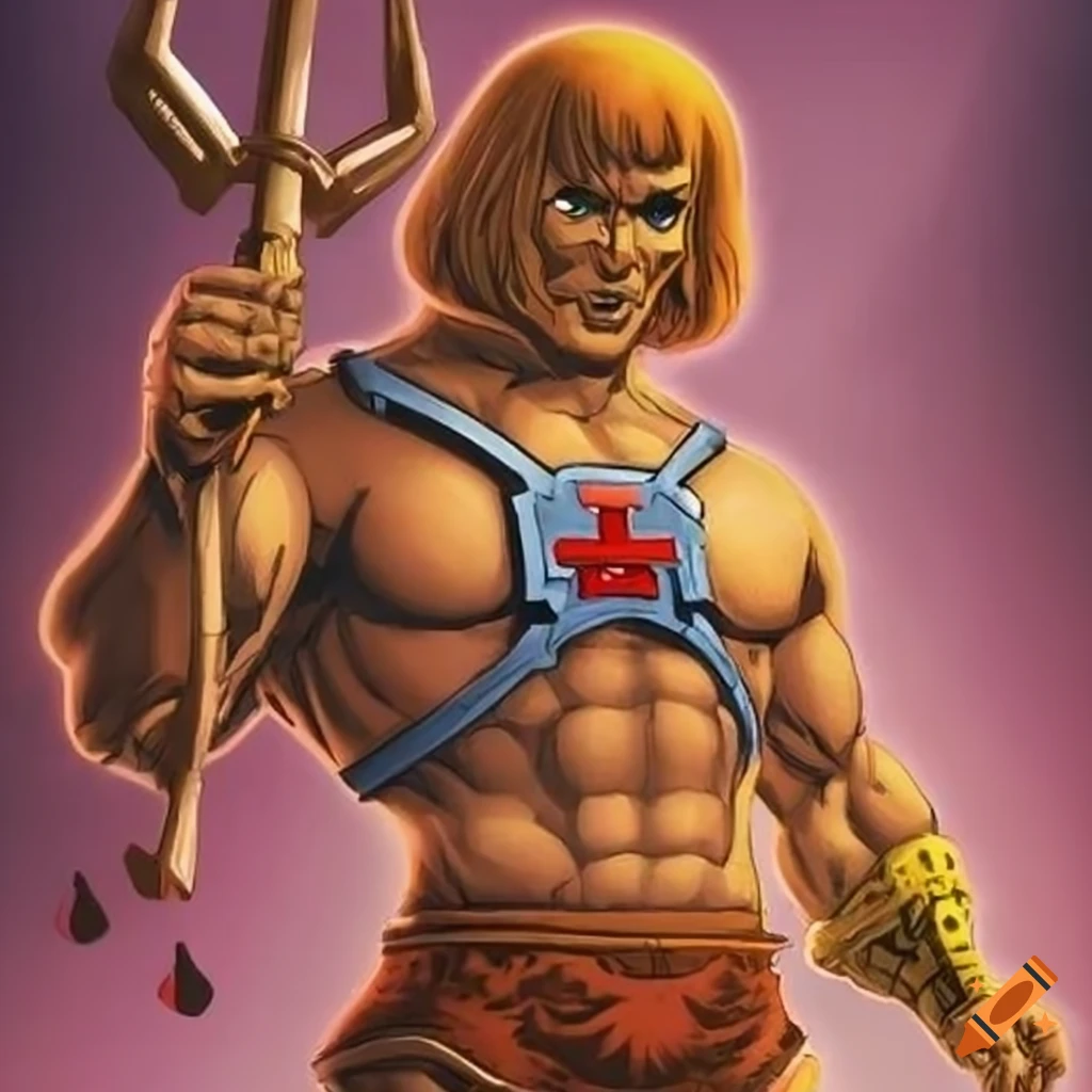 80's style he-man character on Craiyon