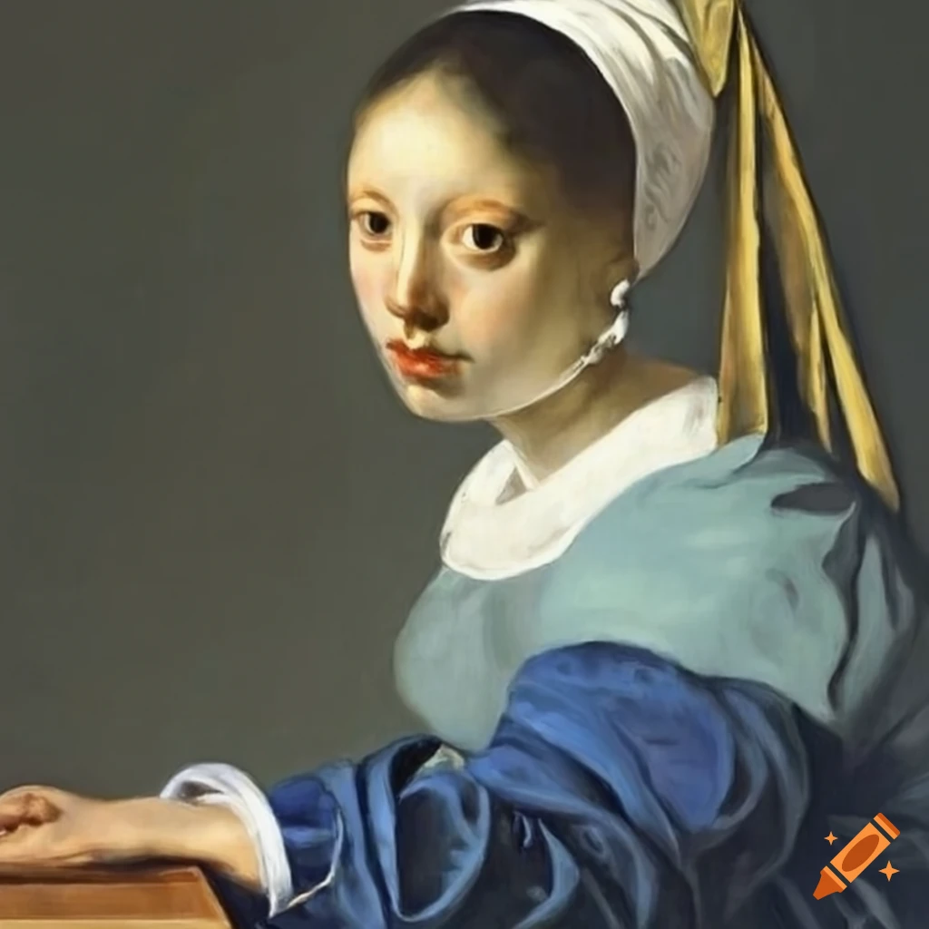 La joven de la perla painting by johannes vermeer on Craiyon