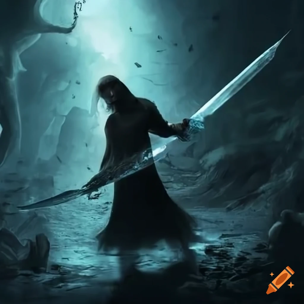 Person using the power of Darkness to shatter reality with a sword on ...