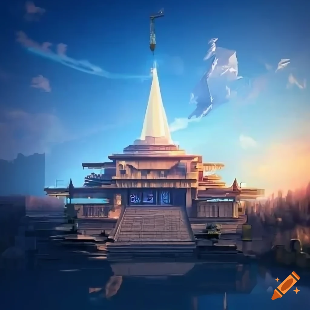 Modern temple construction in high resolution fantasy art on Craiyon