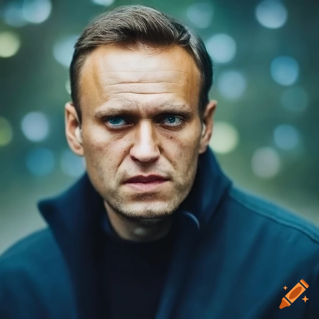 Portrait of alexei navalny with intense gaze and cinematic background ...