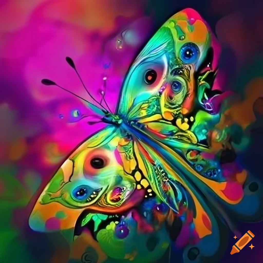 Whimsical colorful butterfly with a splash of colors on Craiyon