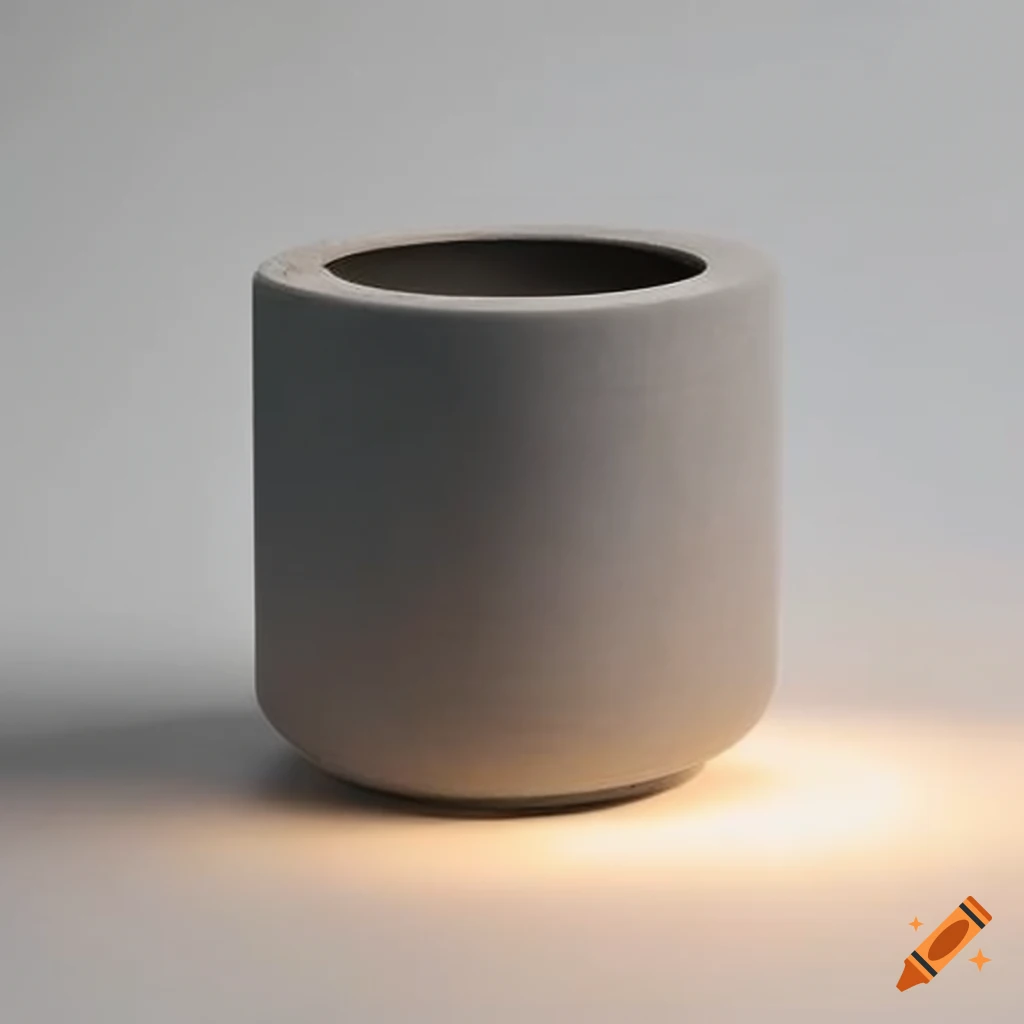 Round concrete planter pot with led strip light at the bottom on Craiyon